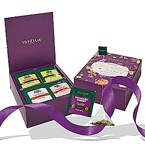 VAHDAM, Assorted Tea Bags Sampler - 40 Flavors, 40 Tea Bag | Tea Bags Variety Pack - Herbal Tea, Green Tea, Chai Tea, Black Tea in Tea Assortment Gift Set, Tea Bags Variety Pack