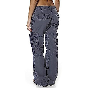 ZOCAVIA Summer Pants for Women Mid-Rise Tactical Active Trousers Combat Military Long Pants with Pockets Gray Blue, 3XL