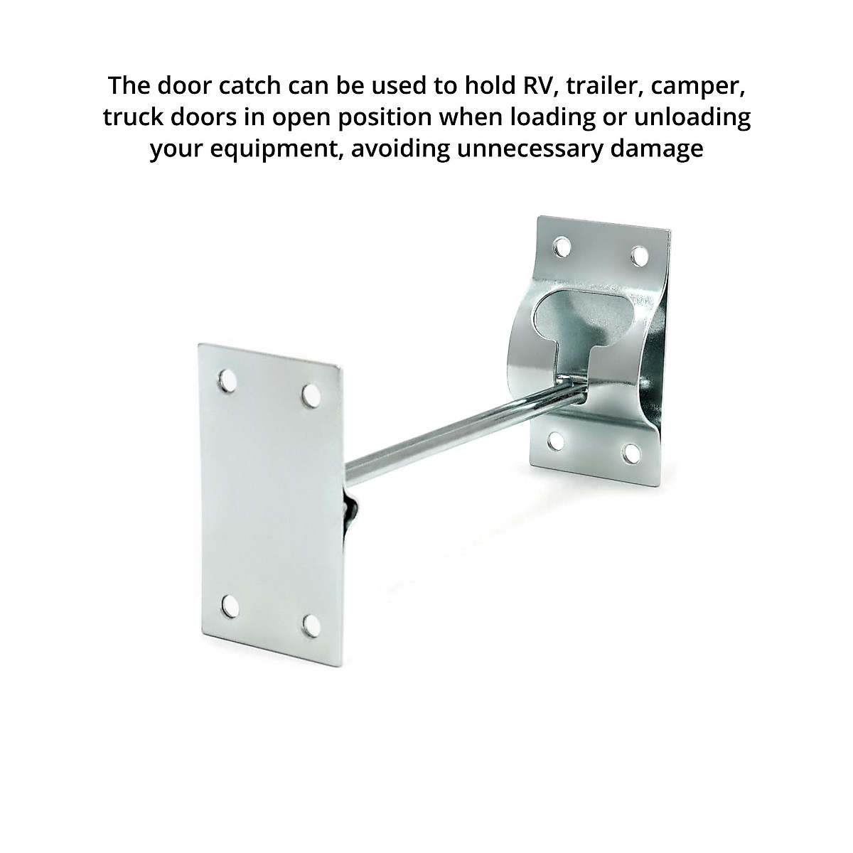 QWORK 4 Pcs 6" All Metal T-Style Door Holder Entry Door Catches for RV Trailer Camper Exterior Door Hold Hook Screws