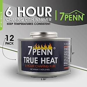 7Penn Chafing Fuel Cans with Opener - 12pk 6hr Canned Heat Fondue Fuel Burners for Chafing Dish Warmer for Food Party