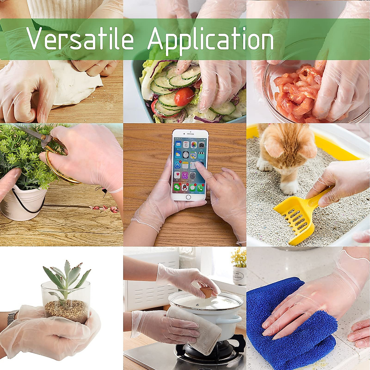 Dr.GreenPanda XL 1000pcs Great Value Pack Clear Vinyl Disposable Gloves Food Safe Food Service/Prep Food Handling Cooking Cleaning Multipurpose Light Work Latex Free Powder Free Non-Sterile