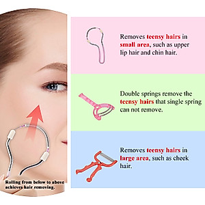 Spring Hair Remover - 4 Pack Stainless Steel Spring Epilator - Facial Hair Remover for Women Face, Chin Hair, Upper Lip Hair, Women Mustache