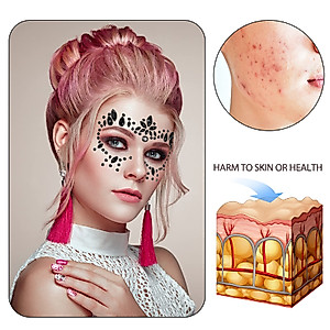 6 Sheets Face Gems Temporary Stick on Black Face Rhinestones Jewels for Women Party Gift for Kids Costume Temporary (Stylish Style)