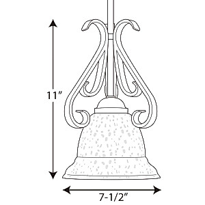Progress Lighting P5153-77 Traditional Six Bath from Broadway Collection in Pewter, Nickel, Silver Finish Lighting Accessory, 7-1/2-Inch Diameter x 11-Inch Height, Forged Bronze