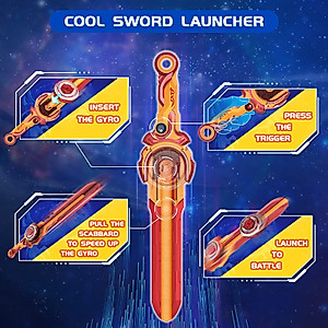 Bey Blade - Infinity Nado Bey Blade Stadium - Battling Tops Burst Toy for Boys Grils Age 8-12 - Including Gaming Top Toys, Sword Launcher - Blazing War Bear, Flame Red