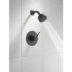 Delta Faucet Modern 14 Series Matte Black Shower Faucet, Delta Shower Trim Kit with Single-Spray Touch-Clean Black Shower Head, Matte Black T14259-BL-PP (Valve Not Included)