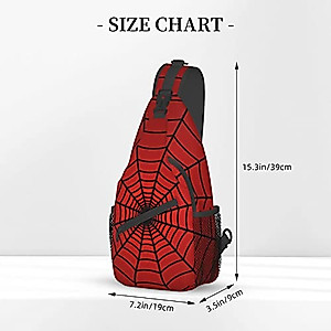 Red Spider Web Sling Bag Crossbody Travel Hiking Backpack Daypack for Women Men Unisex，Shoulder Chest Bags Cycling Gym One Size