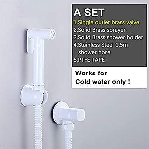 MINJING Bidet Faucet, Handheld Toilet Bidet Sprayer, Solid Brass White Douche Kit, Bidet Faucet Washer Shower Spout,C Set