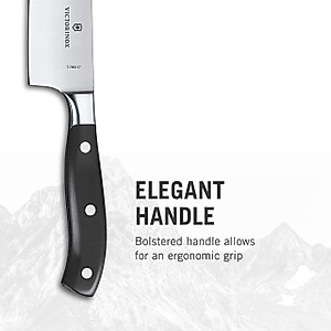 Victorinox Grand Maitre Santoku Knife - Sharp Kitchen Knife with a Fluted Edge - Ergonomic Chopping Knife for Kitchen Essentials - Straight Edge, 7"