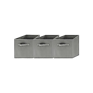 3 Pack Fabric Storage Bins with Handle, 10.5 x 10.5 x 11 Inches, Foldable and Cubical Storage Boxes