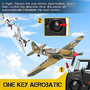 VOLANTEXRC RC Plane 4 Channel P40 Warhawk Remote Control Airplane Fighter RTF with 6-Axis Gyro, 3 Modes Easy to Fly, 2.4GHz Radio Controlled Aircraft for Beginners, Boys & Adults