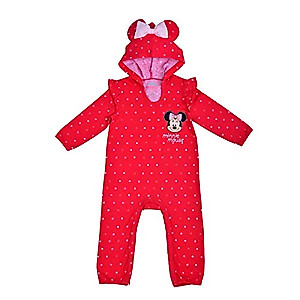 Disney Minnie Mouse Baby Girls Coverall Hooded Romper for Newborn and Infants