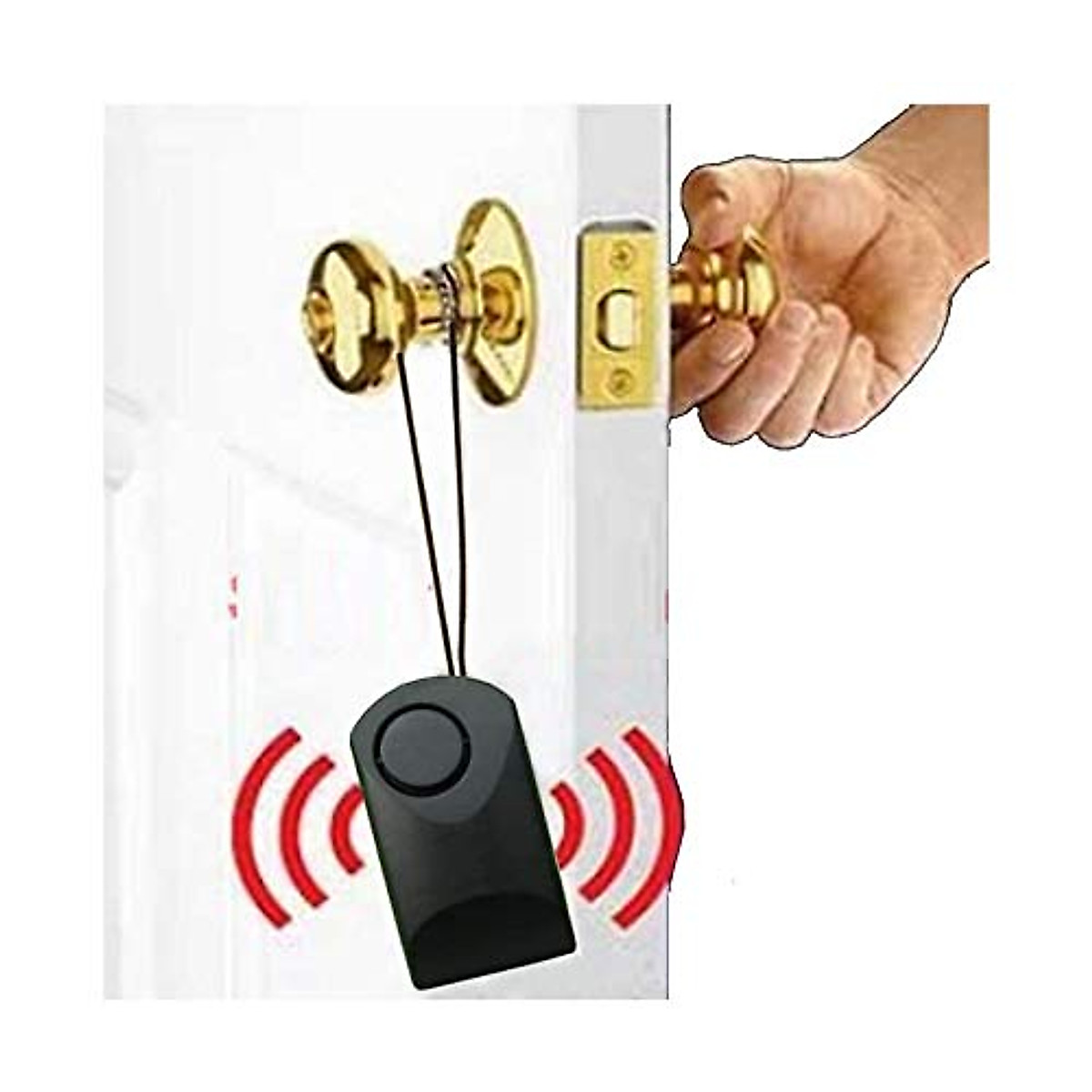 Portable Alarm Rescue Sound Generator Alarm Hand Touch Emergency Alarm Theft Scaring Door Handle Touch Alarming for Hotel Safety Guard and Home Door with Battery Included