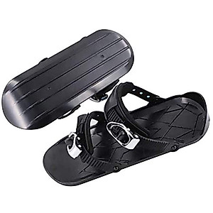 Ski Skates, Adult Winter Outdoor Black Snowshoes Anti-Slip Foot Panels Mini Ski Skates Portable Snowboard Sled Shoes Adjustable Sports Skiing Shoes