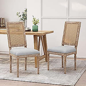 Christopher Knight Home Regina Dining Chair, Wood, Light Gray + Natural