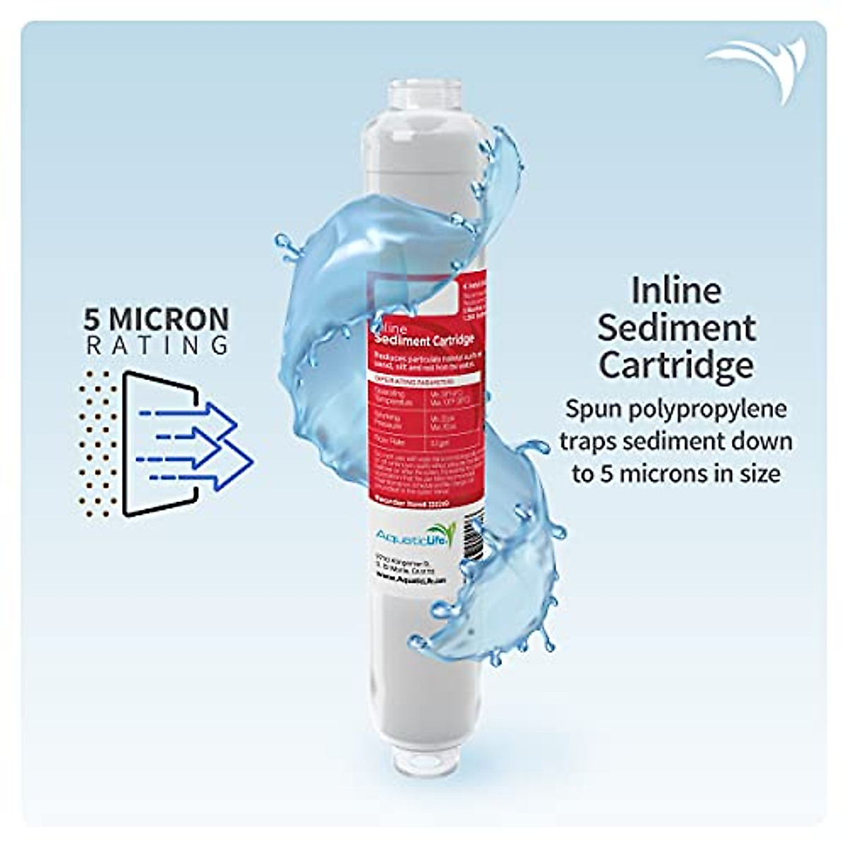 AQUATICLIFE Inline RO Buddie Replacement Cartridges - Includes Carbon Block Filter, Sediment Cartridge and 50 GPD Membrane for RO/RODI Reverse Osmosis Deionization Water Filter System Units