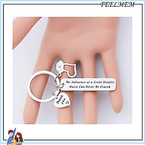 FEELMEM Hospice Nurse Gift Nurse Thank You Gift The Influence of A Great Hospice Nurse Can Never Be Erased Keychain Nursing Jewelry Nurse Life Gift for Hospice Nurses (The influence -Keychian)