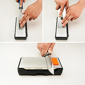 SHARPAL 156N Double-sided Diamond Sharpening Stone Whetstone Knife Sharpener | Coarse 325 / Extra Fine 1200 Grit | Storage Case with NonSlip Base & Angle Guide (6 in. x 2.5 in.)