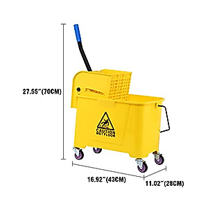 TryE Industrial Mop and Bucket with Wringer Set 5 Gallon 21Qt Plastic Combo Bucket with Wringer on Wheels for Home and Commercial Cleaning Yellow