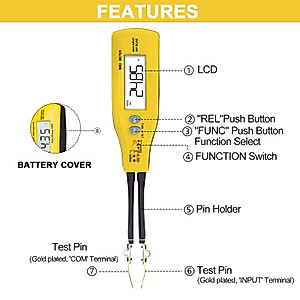 Digital SMD Tester - Auto Ranging 6000 Count, Handheld Mini DMM Resistance Ohmmeter, Capacitance Diode Continuity Battery Test, Portable Tweezers SMD Reader (ANNMETER AN-990C)