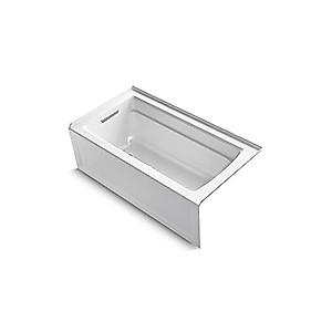 KOHLER K-1123-LA-0 Archer 60-Inch x 32-Inch Alcove Bath with integral apron, integral flange and left hand drain, White, one-size
