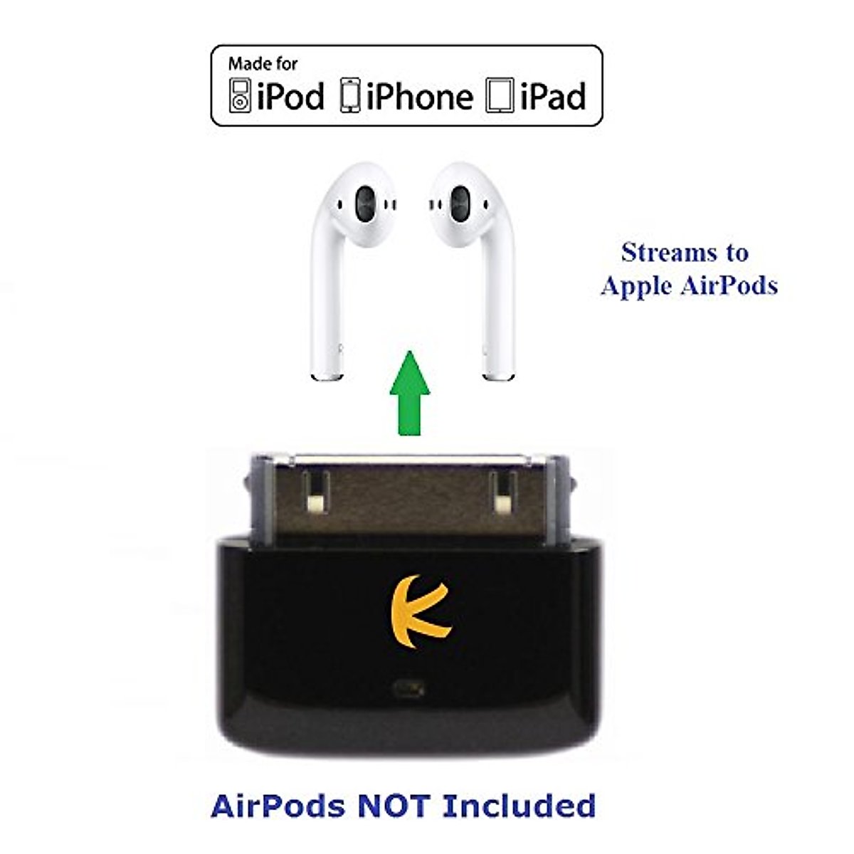 KOKKIA i10s (Black) Tiny Bluetooth iPod Transmitter for iPod/iPhone/iPad with Authentication. Remote controls and local iPod/iPhone/iPad volume control capabilities. Plug and Play. Works with AirPods.