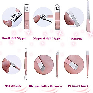 SHICEN Manicure Set, Professional Nail Clippers Kit, Pedicure Care Tools, Professional Women Grooming Kit -Premium Stainless Steel with Pink Travel Case Set 16PC Great Gift(Rose Gold)