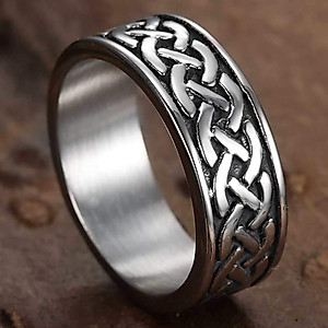 Jude Jewelers 8mm Stainless Steel Vintage Style Celtic Knot Wave Wedding Band Ring (Silver, 10)