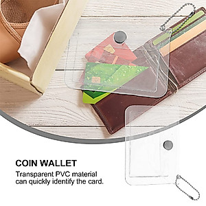 NUOBESTY 2pcs Clear Coin Purse Keychain Transparent PVC Change Purse Wallets Beauty Makeup Lipstick Cosmetic Accessories Organizer Cards Storage for Women Girls