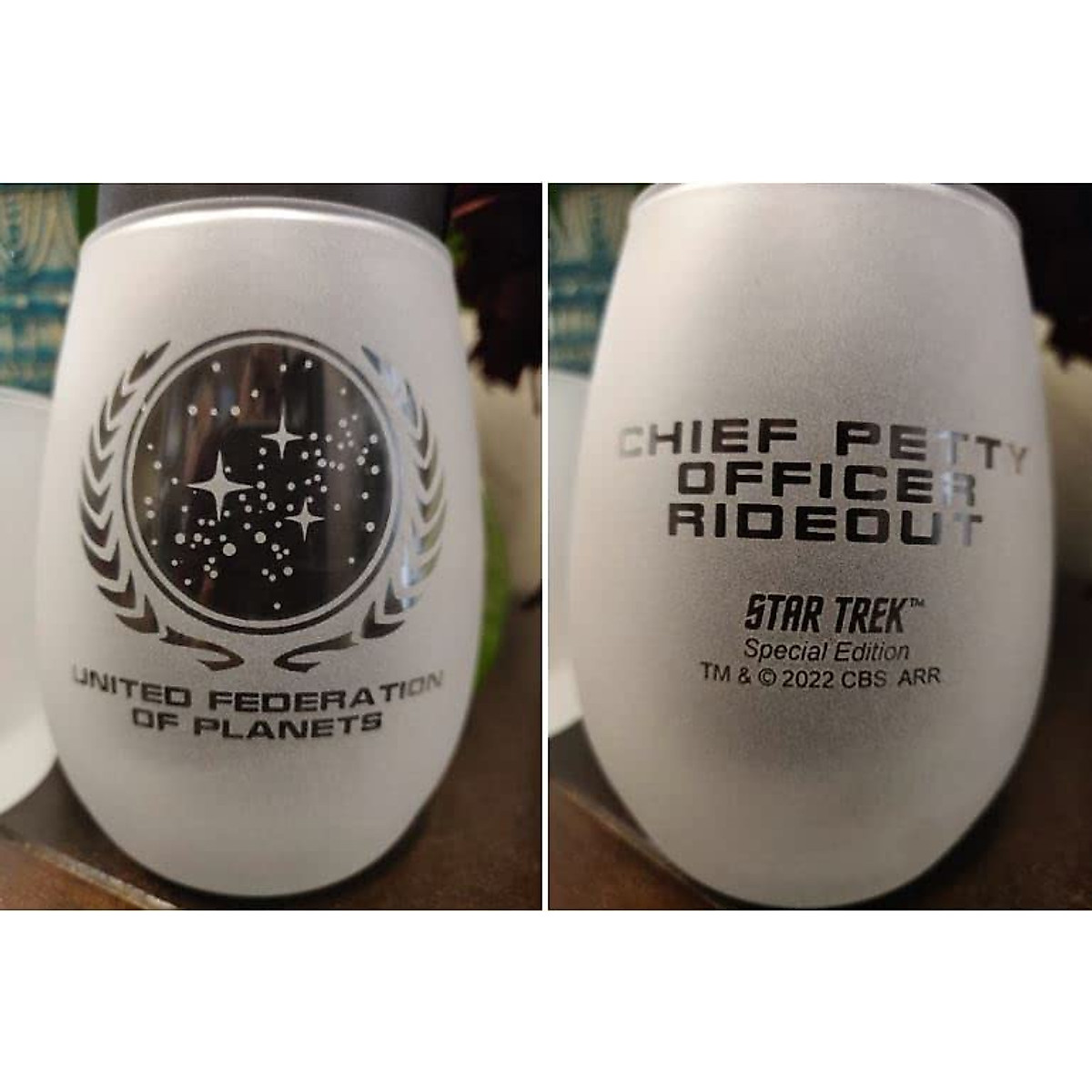 STAR TREK Personalized Federation of Planets Stemless Wine Glass - Premium Quality Licensed, Handcrafted Glassware, 15oz Collectible Gift for Series Lovers