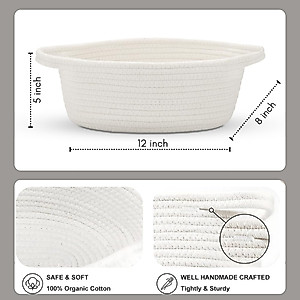 POIVOCF Small White Woven Basket 12"x 8"x 5" - Empty Gift Basket with Bags, Ribbons & Greeting Card