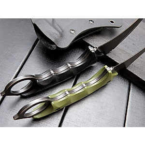 Gtkii Gtk111 Claw Knife D2 Steel Blade Non-Slip G10 Handle Fixed Blade Knife with Kydex Sheath for Outdoor Camping Hunting EDC Tool(Army Green)