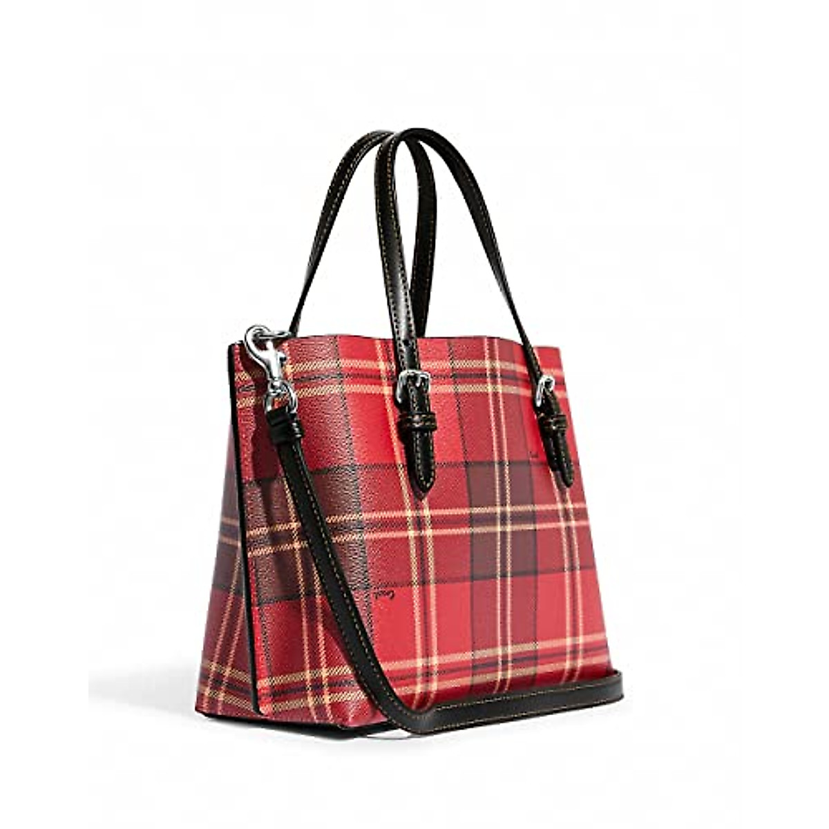 Coach Leather Mollie Tote 25, Red/Black Multi