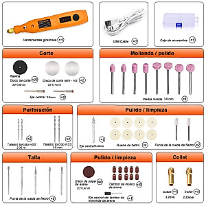 GOXAWEE Mini Cordless Rotary Tool Kit with 105pcs Accessories, USB Charging 5-Speed 18000rpm Multi-Purpose Art Craft Tool with 3.7V Li-ion Battery for Handmade Crafting and DIY Creations