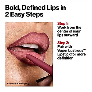 REVLON Lip Liner, Colorstay Lip Makeup with Built-in-Sharpener, Longwear Rich Lip Colors, Smooth Application, 665 Plum, 0.01 oz