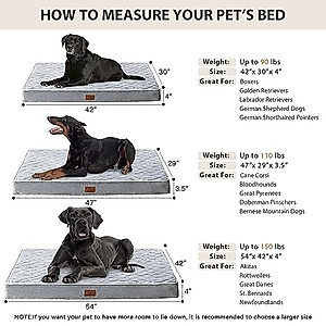 WNPETHOME Orthopedic Dog Beds for Large Dogs, Extra Large Waterproof Dog Bed with Removable Washable Cover & Anti-Slip Bottom, Egg Crate Foam Pet Bed Mat, Multi-Needle Quilting XL Dog Crate Bed