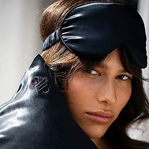 slip Contour Sleep Mask | 100% Pure Mulberry Silk, Ultra Soft | Contoured Design, Prevents Eye Pressure | Adjustable Strap, Ideal for Travel - Black