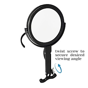 Rucci Round Portable Lightweight 5x/1x Magnifying Neck Mirror Piano Black - 4.25" Diameter x 0.25" x 11"H, Black