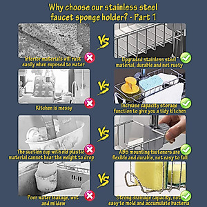 Faucet Rack Over Faucet Sponge Holder Faucet Caddy Faucet Sponge Holder Stainless Steel Sponge Holder for Soap, Scrubber, Towel etc
