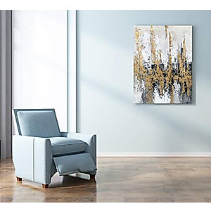 Yihui Arts Modern Abstract Skyline Canvas Wall Artwork with Gold Foil Modern Oil Painting Pictures with Framed for Living Room Bedroom Bathroom Decoration