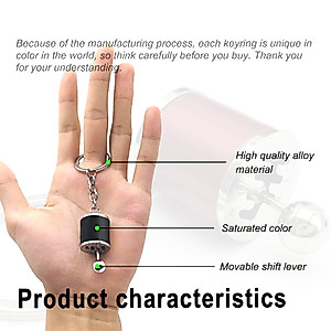 stymart Shifter Gear Keychain, 6 Speed Gear Box Shifter Keychain Key chain Ring, Mini Car Gear Shift Stick Knob Keyring, Car Key Fob Keychain Accessories(Black)
