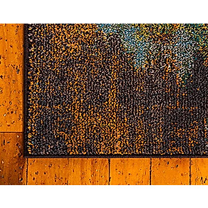 Unique Loom Jardin Collection Colorful, Vibrant, Abstract Watercolor Area Rug, 5' 1" x 8' Rectangle, Multi/Beige