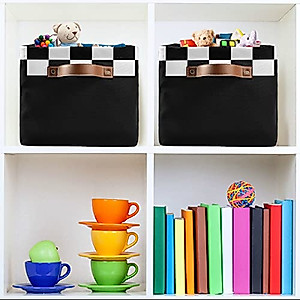 Custom Chessboard Checkered Rectangular Storage Bin Basket with Handles - Personalized Organizer Bin for Toys, Books, Laundry Basket for Kids/Pets, Playroom