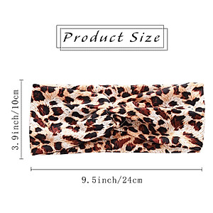 Acenail Leopard Boho Headbands Criss Cross Hair Bands Nonslip Elastic Headwrap Cloth Twist Hair Scarfs Yoga Headwear Workout Headpiece Stretch Hair Accessories for Women and Girls 4Pcs