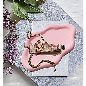 Ceramic Jewelry Dish for Women, Jewelry Tray Trinket Dish Vanity Tray, Cloud Jewelry Plate, Watch Keys Tray Ring Dish Holder for Mother's Day/Christmas/Thanksgiving/BirthdayGift, Spotted Pink