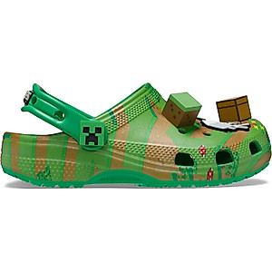 Crocs Classic Minecraft Clogs, Multi Green, 3 US Unisex Little Kid