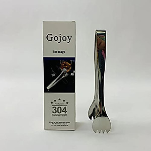 Gojoy Food Grade Stainless Steel ice Tongs, for ice and Other Foods, with Serrated Edges, 7.5 inches ice Tongs
