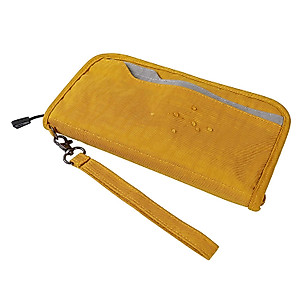 ZOPPEN Passport Holder Family Women/Men, Travel Wallet RFID Passport Wallet Travel Essentials Documents Organizer Zipper Case with Removable Wristlet Strap, Yellow