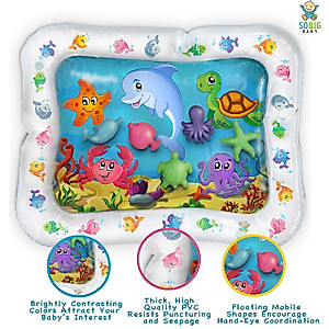 Inflatable Tummy Time Toys- Premium Tummy Time Water Mat Activity Center for Baby Infant Toys and Toddlers, Promotes Visual Stimulation, Movement and Motor Skills. Perfect Smile and Fun Time