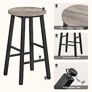 HOOBRO Bar Stools Set of 2, Counter Height Bar Stools, 25.8" Bar Stools for Kitchen Island, Industrial Kitchen Bar Chairs, for Dining Room, Kitchen, Bar, Greige and Black BG07BY01G1
